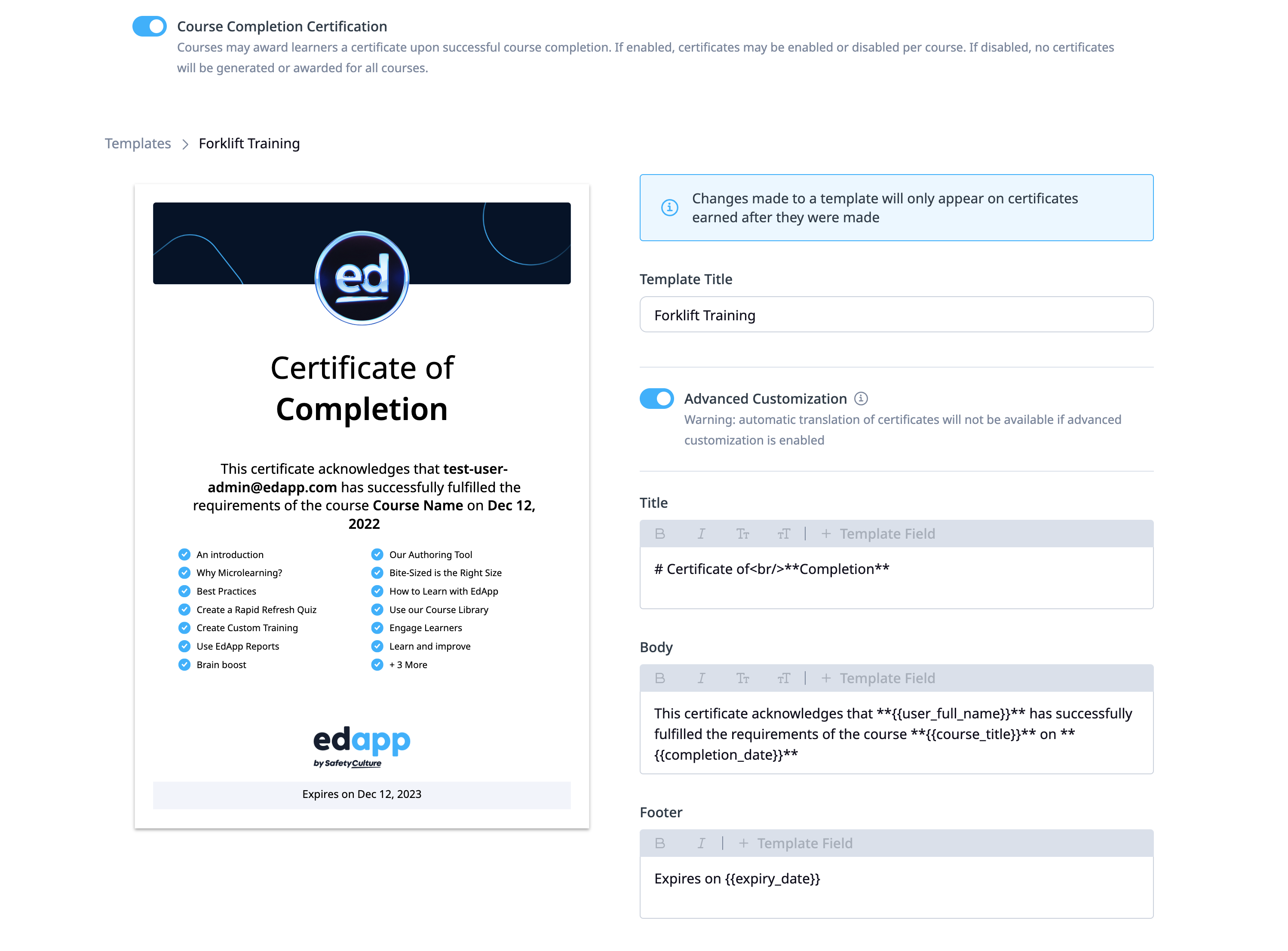 Recurring Certification